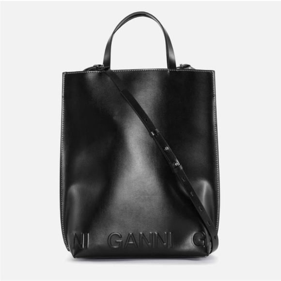Ganni | Bags | Ganni Medium Banner Black Tote Bag | Poshmark